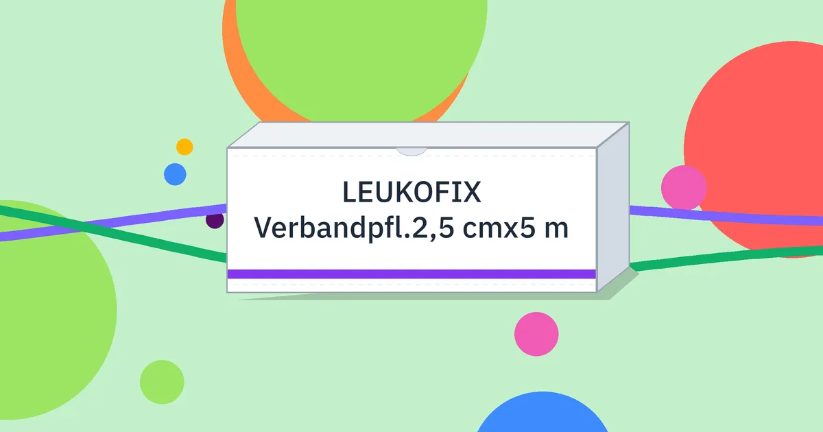 Symbolbild: Packung mit der Aufschrift LEUKOFIX Verbandpfl.2,5 cmx5 m (PZN 19815093) – Verfügbarkeit und Bezug in Apotheken in Frankfurt am Main