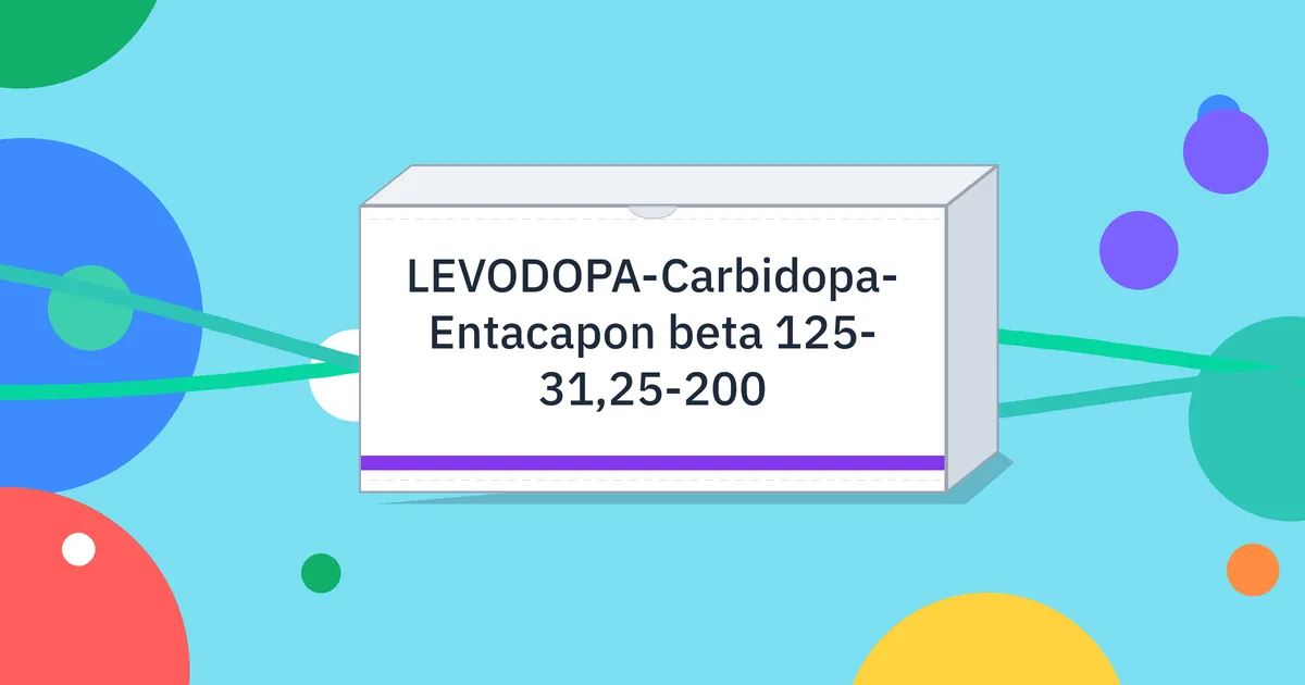 Symbolbild: Packung mit der Aufschrift LEVODOPA-Carbidopa-Entacapon beta 125-31,25-200 (PZN 10324614) – Verfügbarkeit und Bezug in Apotheken in Frankfurt am Main
