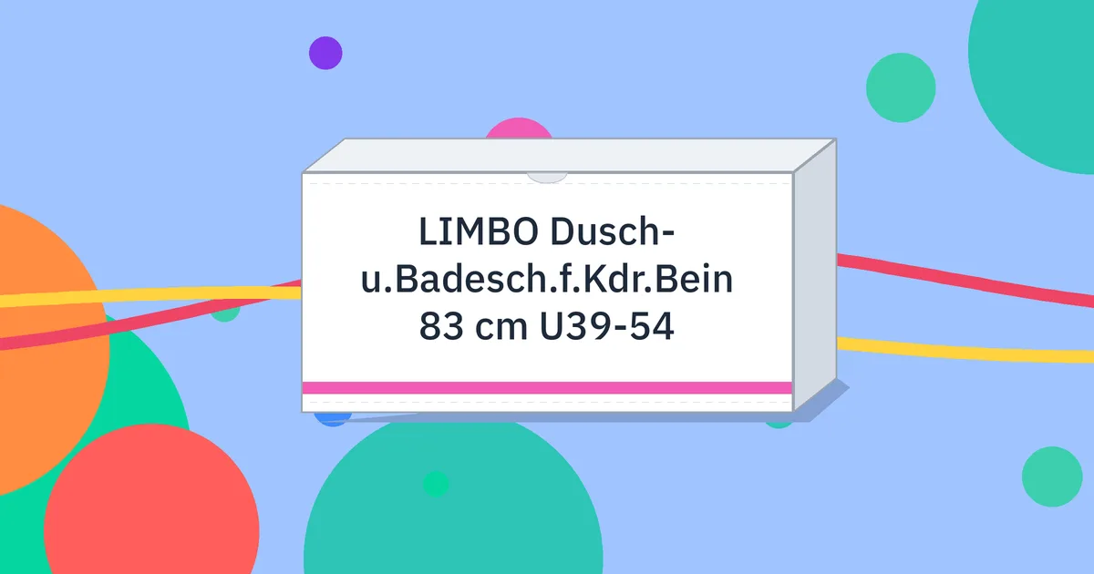 Symbolbild: Packung mit der Aufschrift LIMBO Dusch-u.Badesch.f.Kdr.Bein 83 cm U39-54 (PZN 13234165) – Verfügbarkeit und Bezug in Apotheken in Frankfurt am Main