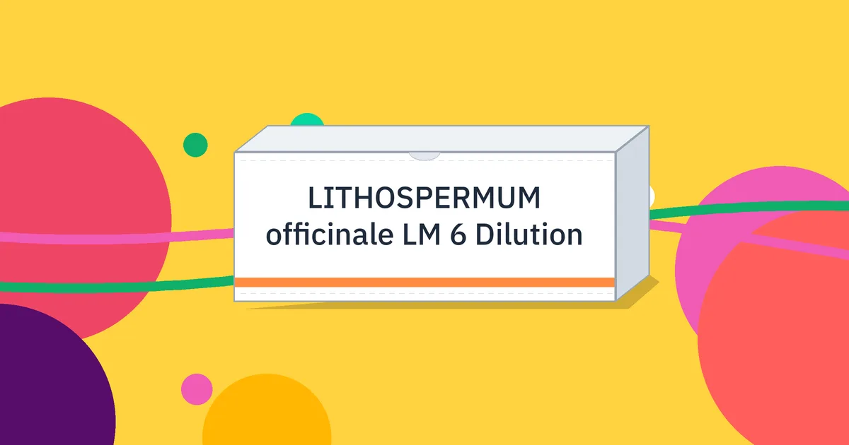 Symbolbild: Packung mit der Aufschrift LITHOSPERMUM officinale LM 6 Dilution (PZN 13531934) – Verfügbarkeit und Bezug in Apotheken in Frankfurt am Main