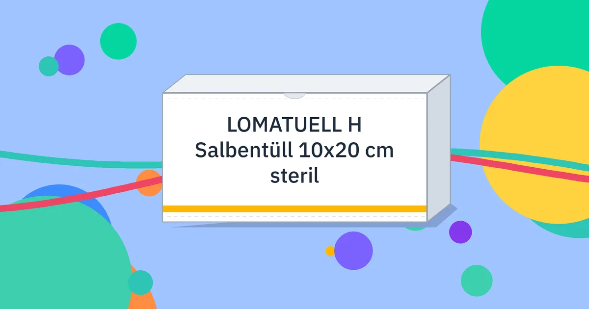 Symbolbild: Packung mit der Aufschrift LOMATUELL H Salbentüll 10x20 cm steril (PZN 15998783) – Verfügbarkeit und Bezug in Apotheken in Frankfurt am Main