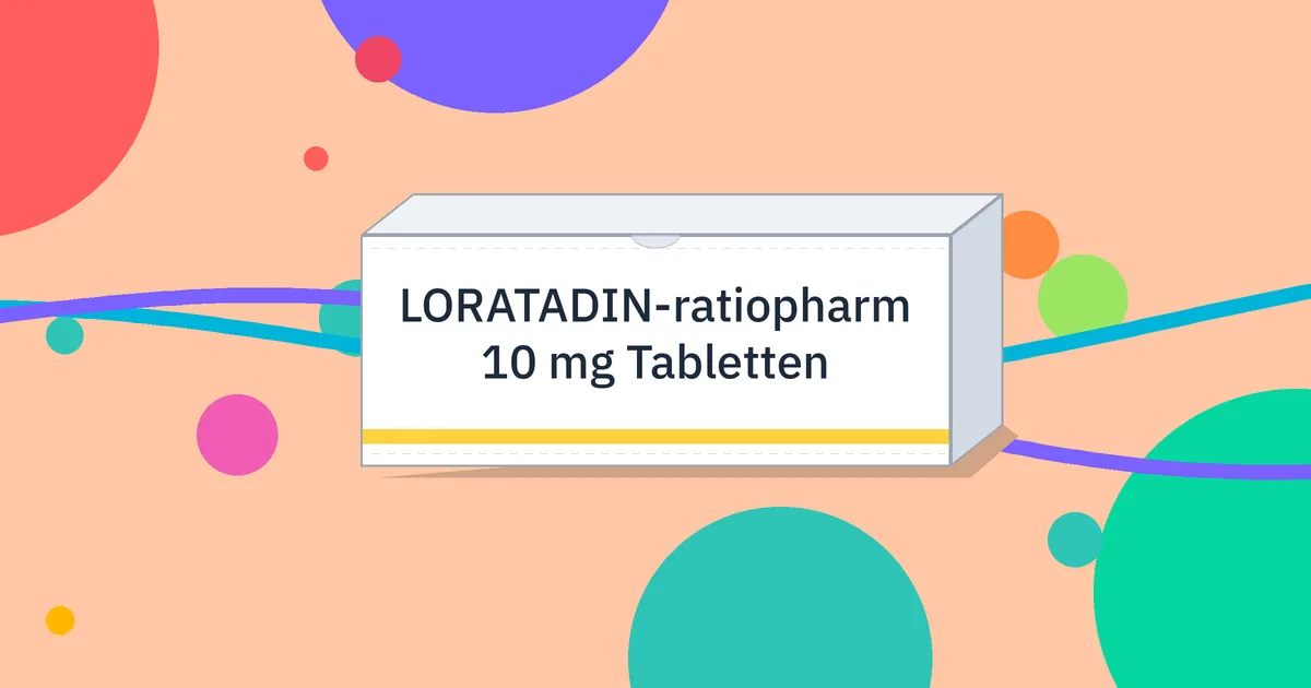 Symbolbild: Packung mit der Aufschrift LORATADIN-ratiopharm 10 mg Tabletten (PZN 00142912) – Verfügbarkeit und Bezug in Apotheken in Frankfurt am Main