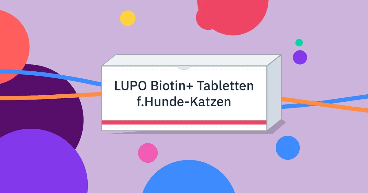 Symbolbild: Packung mit der Aufschrift LUPO Biotin+ Tabletten f.Hunde-Katzen (PZN 19252603) – Verfügbarkeit und Bezug in Apotheken in Frankfurt am Main