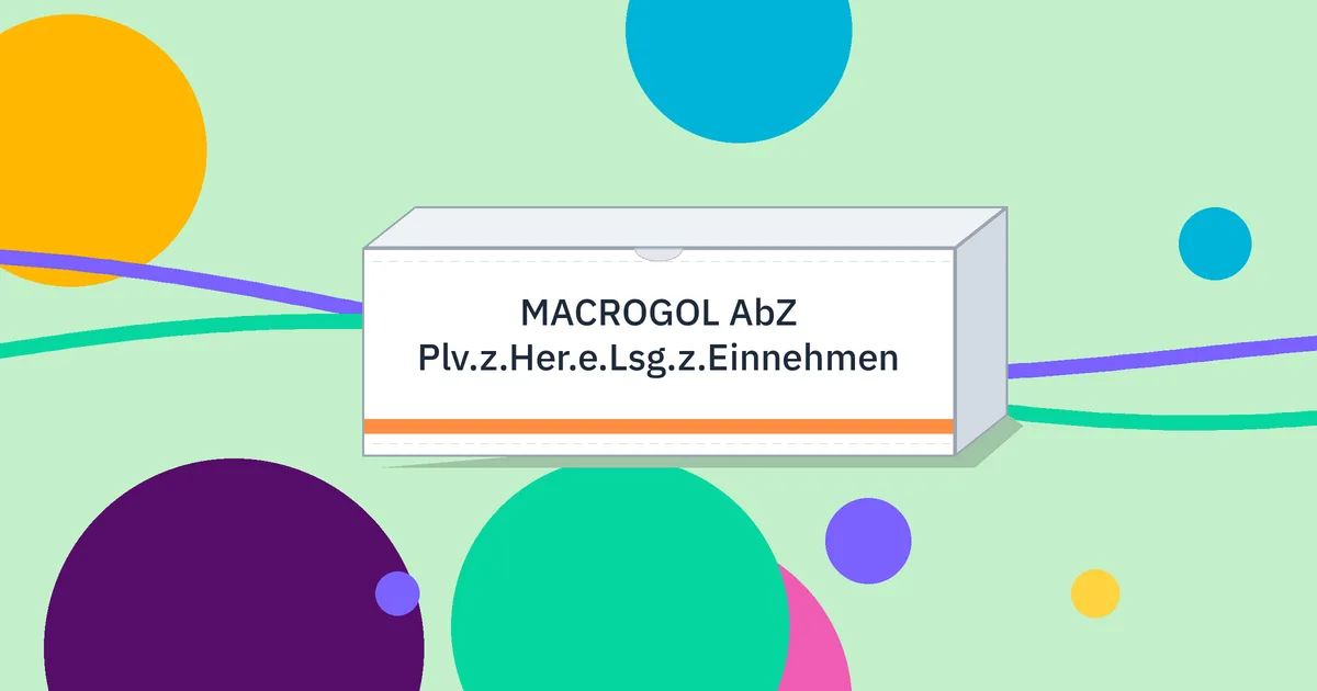 Symbolbild: Packung mit der Aufschrift MACROGOL AbZ Plv.z.Her.e.Lsg.z.Einnehmen (PZN 10398860) – Verfügbarkeit und Bezug in Apotheken in Frankfurt am Main