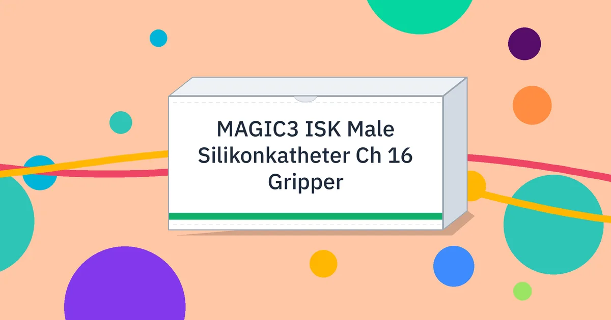 Symbolbild: Packung mit der Aufschrift MAGIC3 ISK Male Silikonkatheter Ch 16 Gripper (PZN 09485507) – Verfügbarkeit und Bezug in Apotheken in Frankfurt am Main