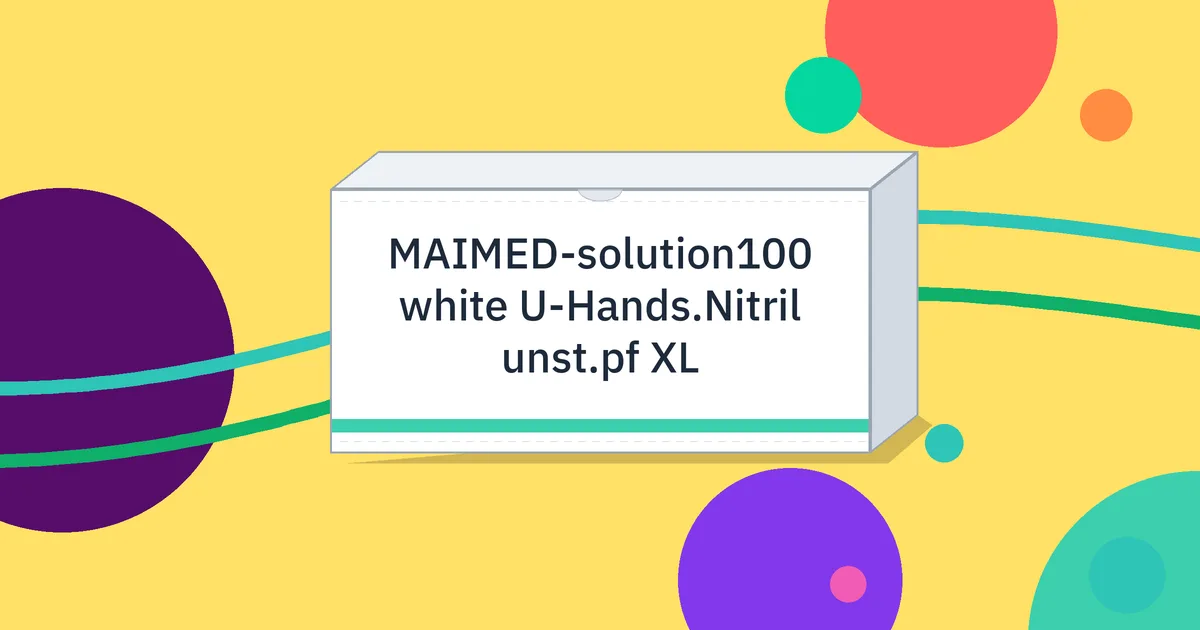 Symbolbild: Packung mit der Aufschrift MAIMED-solution100 white U-Hands.Nitril unst.pf XL (PZN 11864063) – Verfügbarkeit und Bezug in Apotheken in Frankfurt am Main