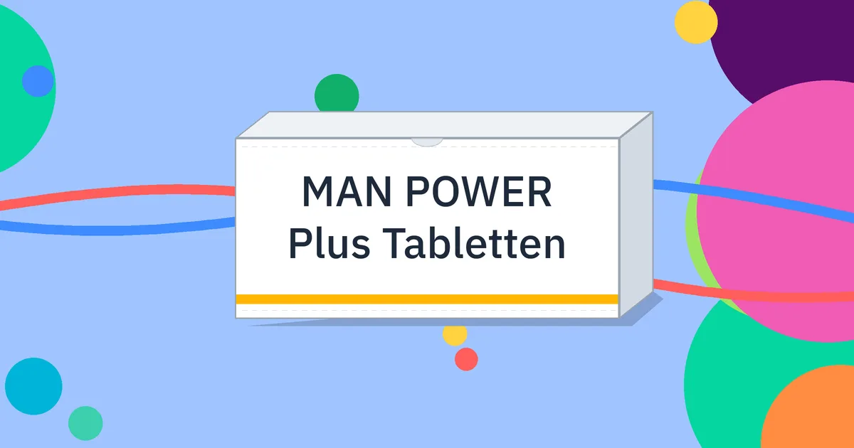 Symbolbild: Packung mit der Aufschrift MAN POWER Plus Tabletten (PZN 16866581) – Verfügbarkeit und Bezug in Apotheken in Frankfurt am Main