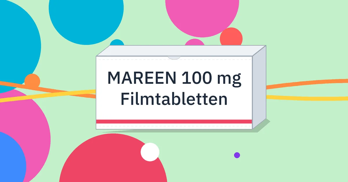 Symbolbild: Packung mit der Aufschrift MAREEN 100 mg Filmtabletten (PZN 01845188) – Verfügbarkeit und Bezug in Apotheken in Frankfurt am Main