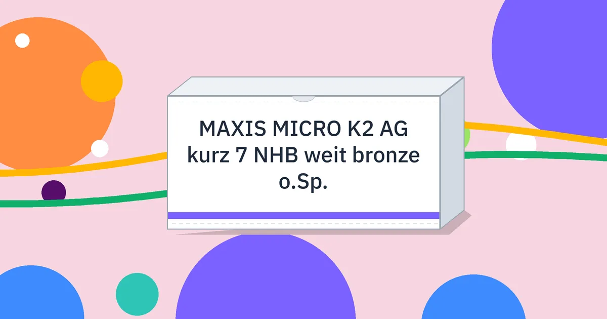 Symbolbild: Packung mit der Aufschrift MAXIS MICRO K2 AG kurz 7 NHB weit bronze o.Sp. (PZN 17673743) – Verfügbarkeit und Bezug in Apotheken in Frankfurt am Main