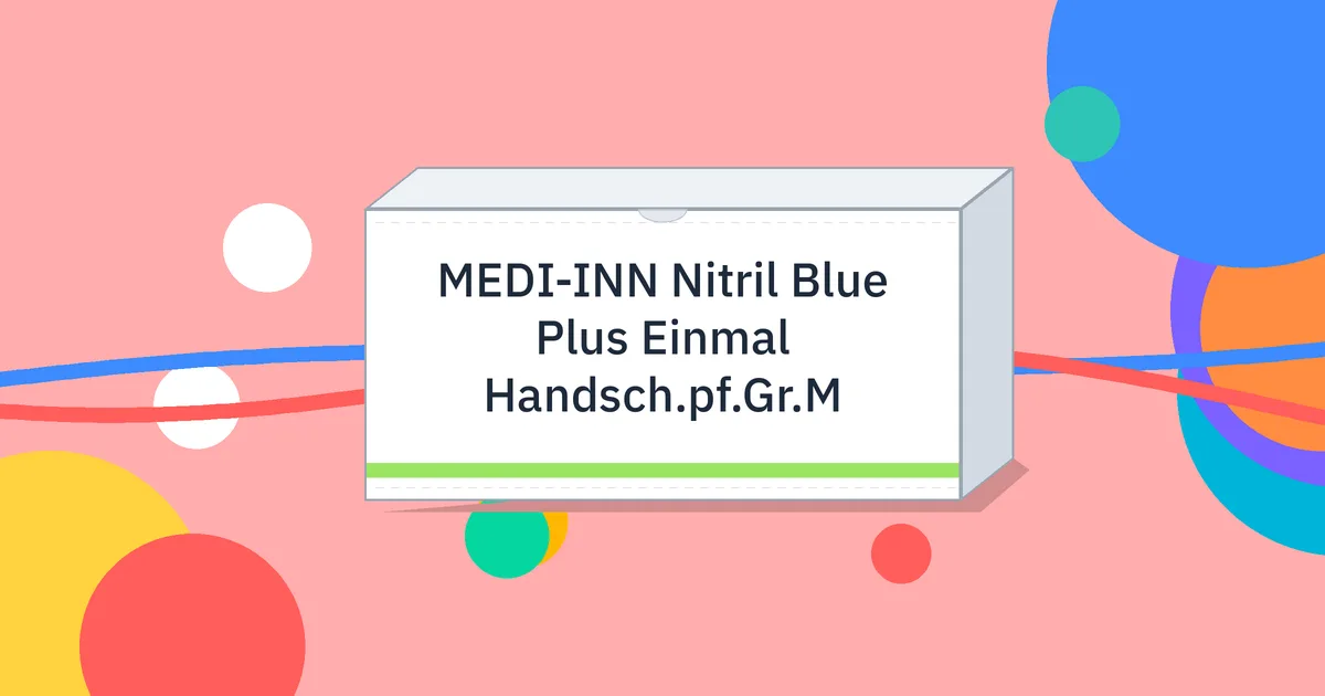 Symbolbild: Packung mit der Aufschrift MEDI-INN Nitril Blue Plus Einmal Handsch.pf.Gr.M (PZN 04788290) – Verfügbarkeit und Bezug in Apotheken in Frankfurt am Main
