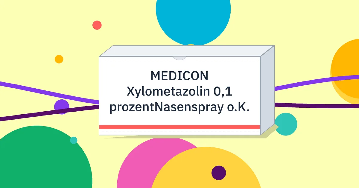 Symbolbild: Packung mit der Aufschrift MEDICON Xylometazolin 0,1 prozentNasenspray o.K. (PZN 12472112) – Verfügbarkeit und Bezug in Apotheken in Frankfurt am Main
