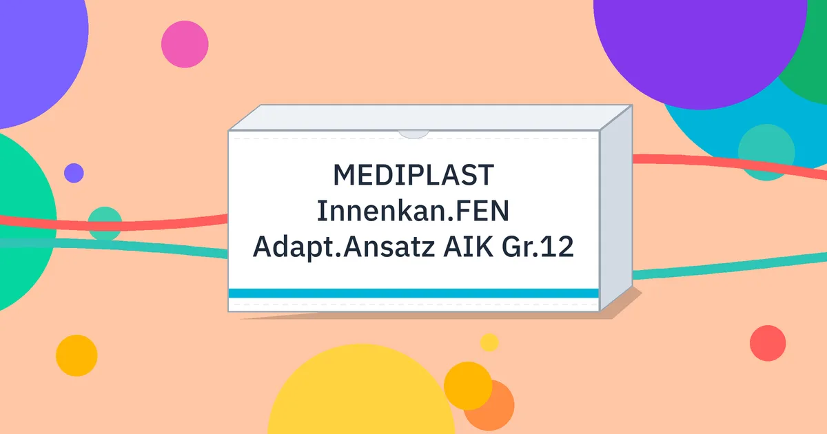 Symbolbild: Packung mit der Aufschrift MEDIPLAST Innenkan.FEN Adapt.Ansatz AIK Gr.12 (PZN 04528264) – Verfügbarkeit und Bezug in Apotheken in Frankfurt am Main
