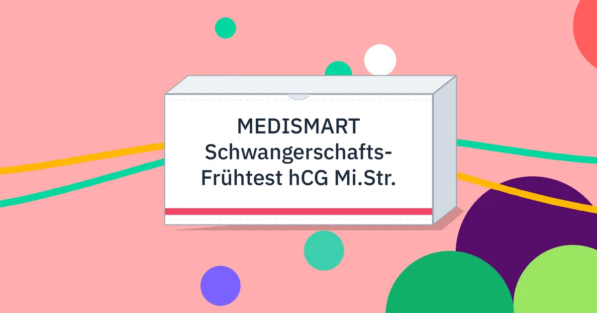Symbolbild: Packung mit der Aufschrift MEDISMART Schwangerschafts-Frühtest hCG Mi.Str. (PZN 06590221) – Verfügbarkeit und Bezug in Apotheken in Frankfurt am Main