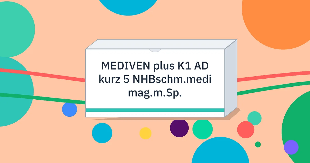 Symbolbild: Packung mit der Aufschrift MEDIVEN plus K1 AD kurz 5 NHBschm.medi mag.m.Sp. (PZN 15899472) – Verfügbarkeit und Bezug in Apotheken in Frankfurt am Main