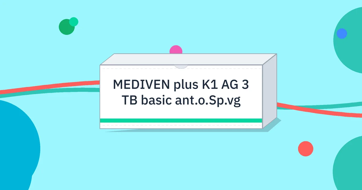 Symbolbild: Packung mit der Aufschrift MEDIVEN plus K1 AG 3 TB basic ant.o.Sp.vg (PZN 15056928) – Verfügbarkeit und Bezug in Apotheken in Frankfurt am Main