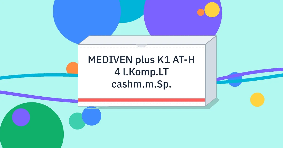 Symbolbild: Packung mit der Aufschrift MEDIVEN plus K1 AT-H 4 l.Komp.LT cashm.m.Sp. (PZN 15037871) – Verfügbarkeit und Bezug in Apotheken in Frankfurt am Main