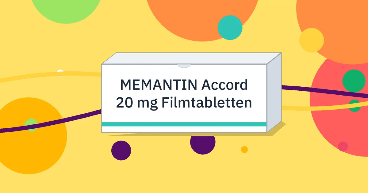 Symbolbild: Packung mit der Aufschrift MEMANTIN Accord 20 mg Filmtabletten (PZN 16762485) – Verfügbarkeit und Bezug in Apotheken in Frankfurt am Main