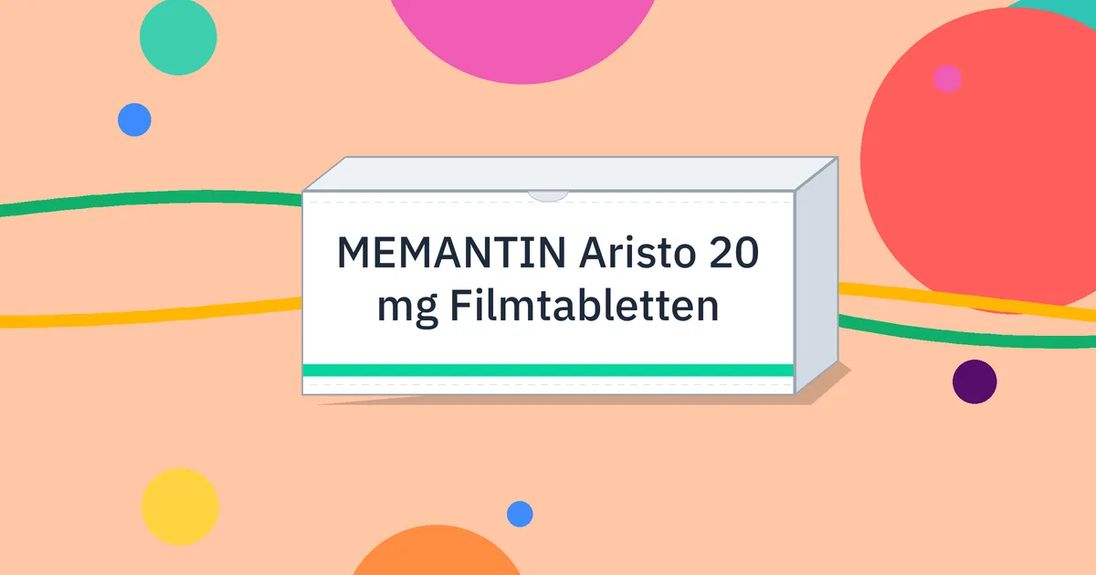 Symbolbild: Packung mit der Aufschrift MEMANTIN Aristo 20 mg Filmtabletten (PZN 10273756) – Verfügbarkeit und Bezug in Apotheken in Frankfurt am Main