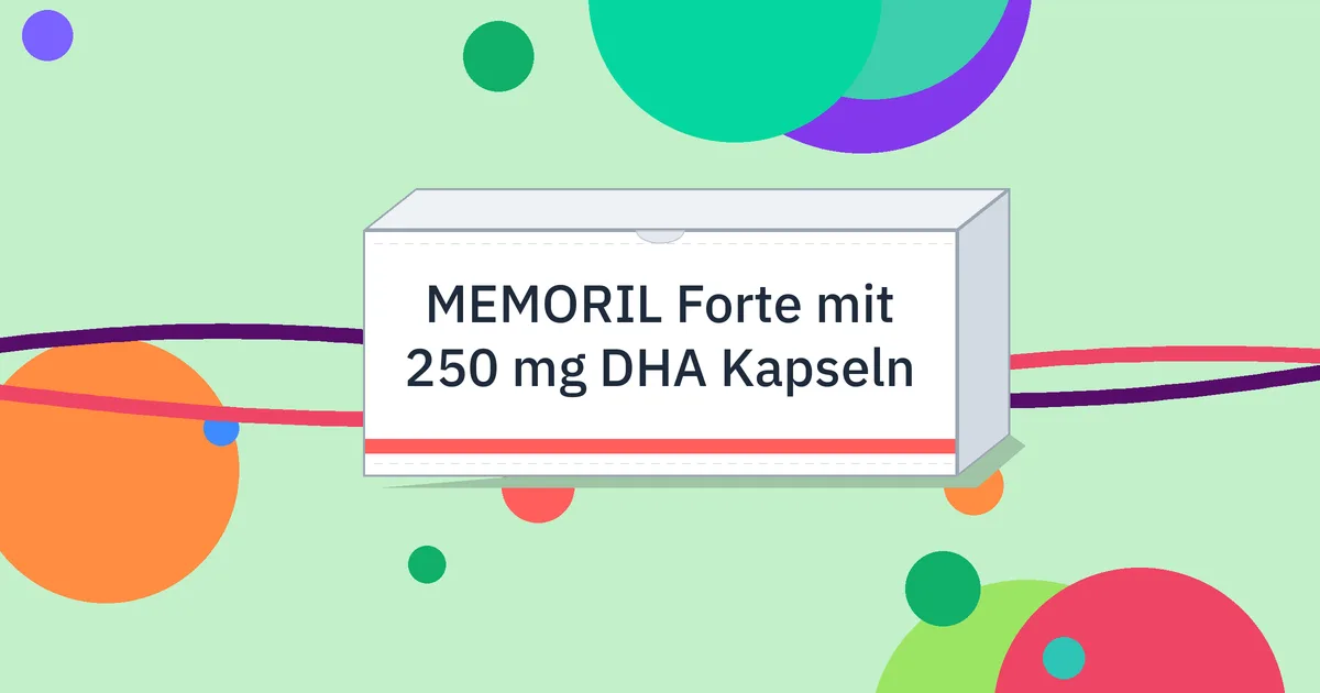 Symbolbild: Packung mit der Aufschrift MEMORIL Forte mit 250 mg DHA Kapseln (PZN 17563902) – Verfügbarkeit und Bezug in Apotheken in Frankfurt am Main