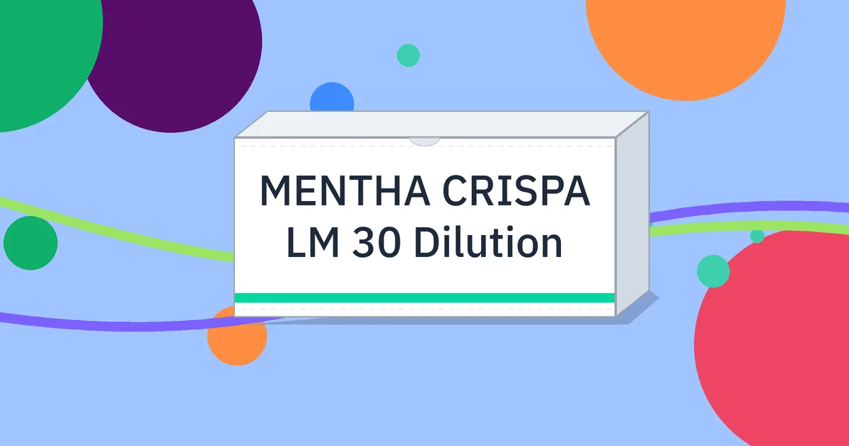 Symbolbild: Packung mit der Aufschrift MENTHA CRISPA LM 30 Dilution (PZN 13603964) – Verfügbarkeit und Bezug in Apotheken in Frankfurt am Main