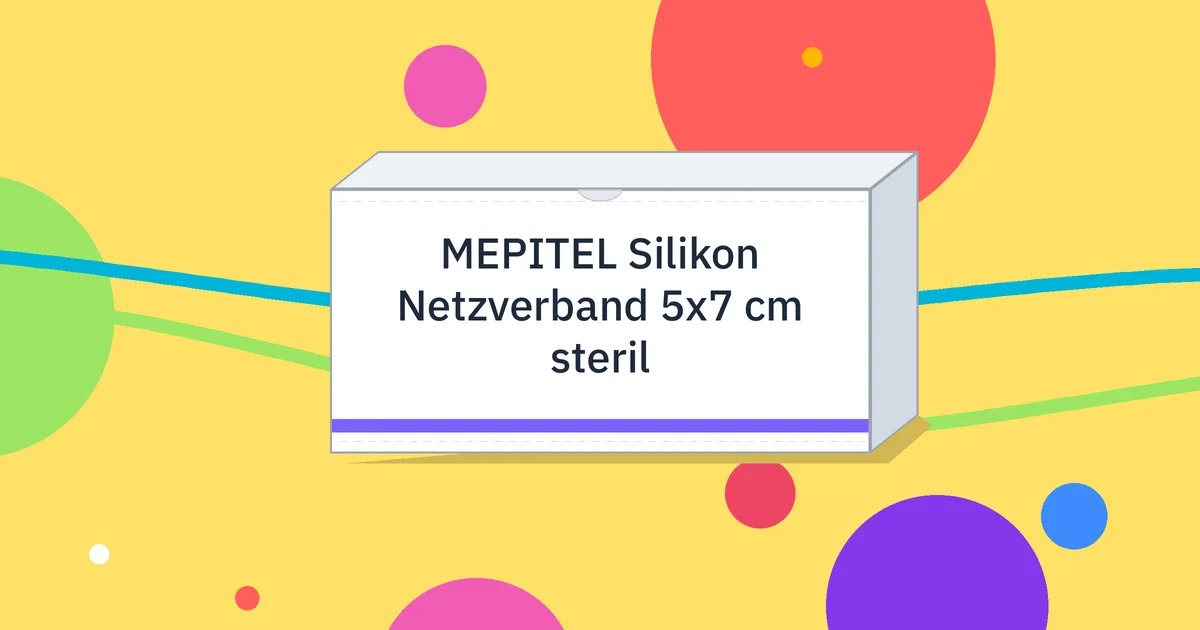 Symbolbild: Packung mit der Aufschrift MEPITEL Silikon Netzverband 5x7 cm steril (PZN 17452396) – Verfügbarkeit und Bezug in Apotheken in Frankfurt am Main