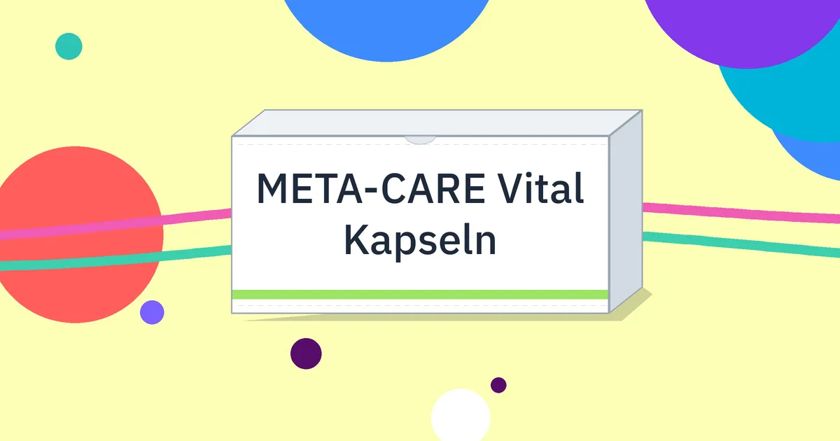 Symbolbild: Packung mit der Aufschrift META-CARE Vital Kapseln (PZN 12432549) – Verfügbarkeit und Bezug in Apotheken in Frankfurt am Main