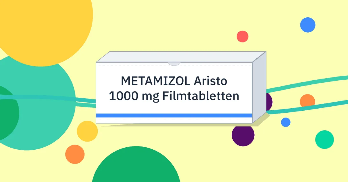 Symbolbild: Packung mit der Aufschrift METAMIZOL Aristo 1000 mg Filmtabletten (PZN 18702062) – Verfügbarkeit und Bezug in Apotheken in Frankfurt am Main