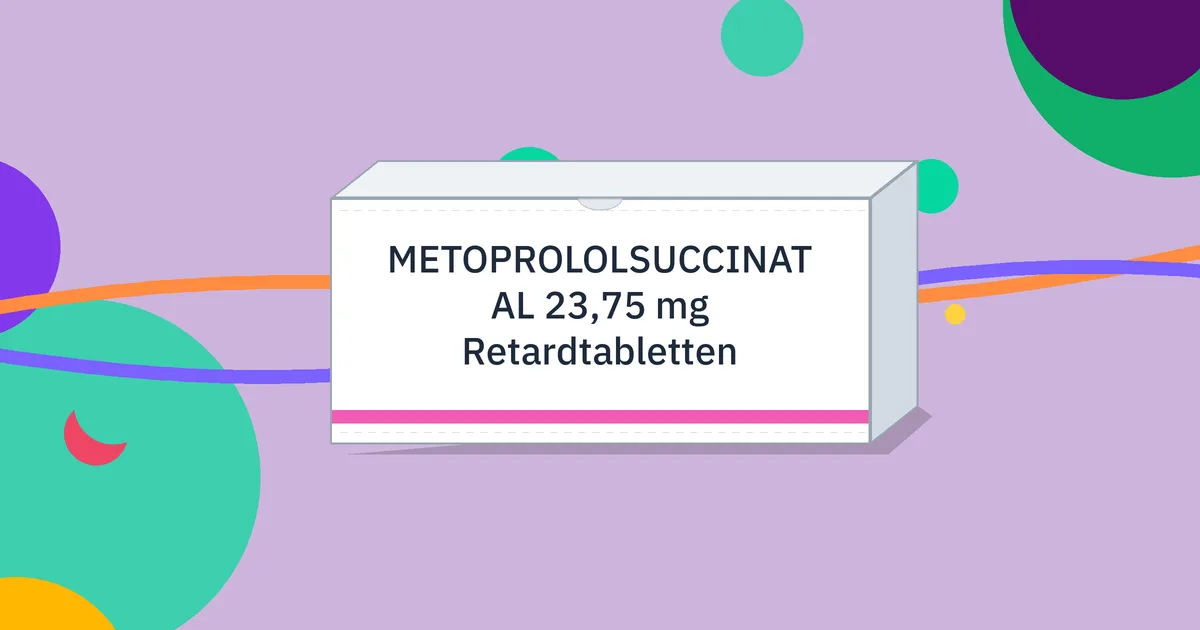 Symbolbild: Packung mit der Aufschrift METOPROLOLSUCCINAT AL 23,75 mg Retardtabletten (PZN 07095104) – Verfügbarkeit und Bezug in Apotheken in Frankfurt am Main