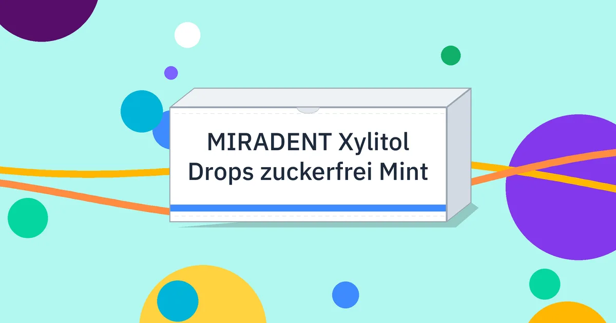 Symbolbild: Packung mit der Aufschrift MIRADENT Xylitol Drops zuckerfrei Mint (PZN 00416918) – Verfügbarkeit und Bezug in Apotheken in Frankfurt am Main