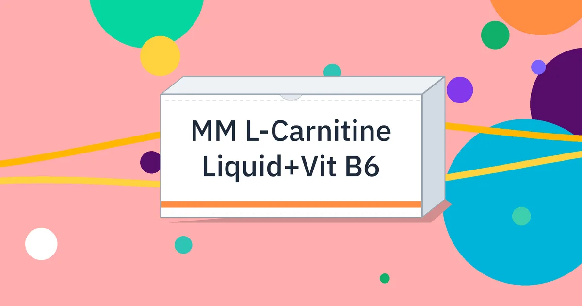 Symbolbild: Packung mit der Aufschrift MM L-Carnitine Liquid+Vit B6 (PZN 06306272) – Verfügbarkeit und Bezug in Apotheken in Frankfurt am Main