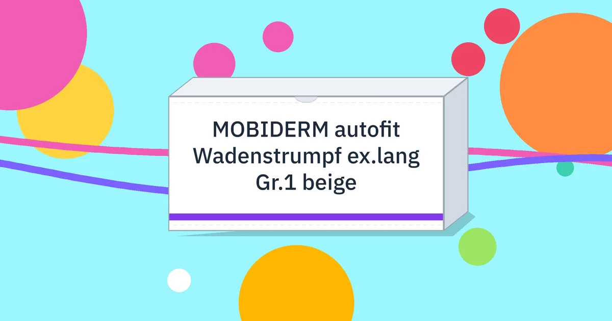Symbolbild: Packung mit der Aufschrift MOBIDERM autofit Wadenstrumpf ex.lang Gr.1 beige (PZN 13969932) – Verfügbarkeit und Bezug in Apotheken in Frankfurt am Main