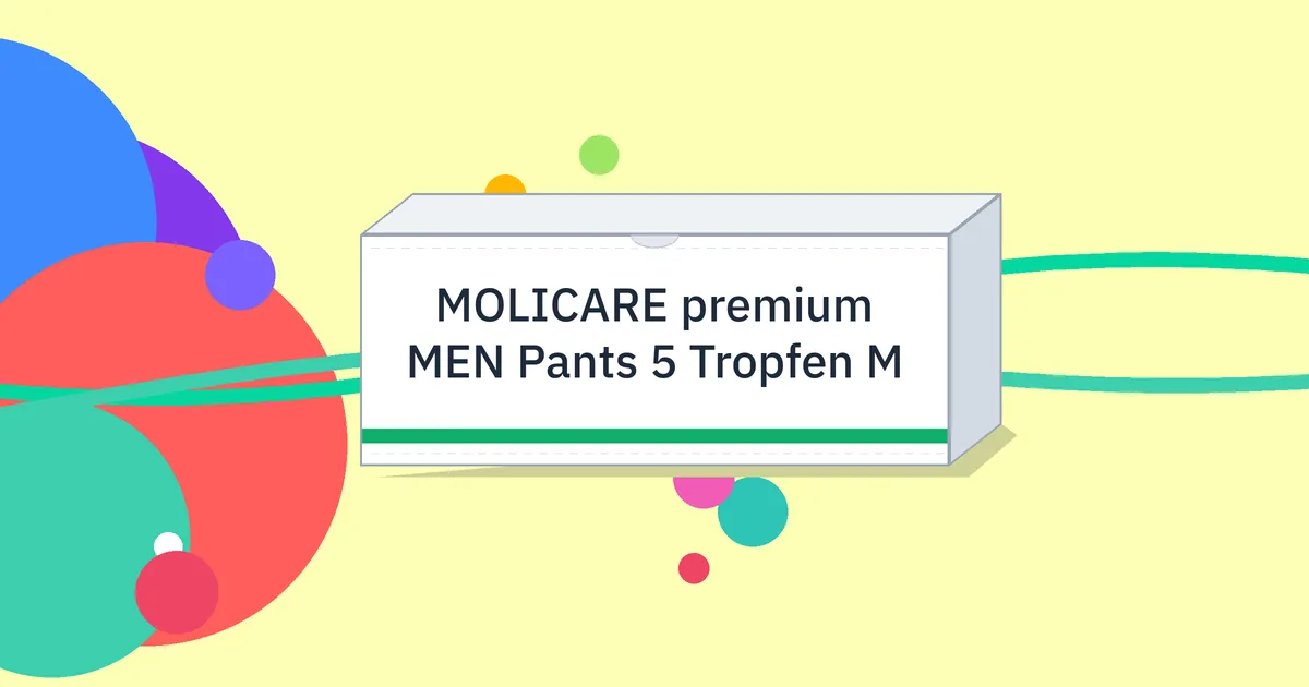 Symbolbild: Packung mit der Aufschrift MOLICARE premium MEN Pants 5 Tropfen M (PZN 18300694) – Verfügbarkeit und Bezug in Apotheken in Frankfurt am Main