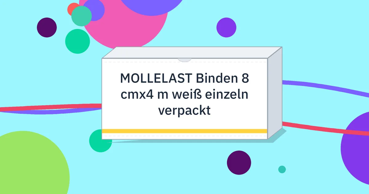 Symbolbild: Packung mit der Aufschrift MOLLELAST Binden 8 cmx4 m weiß einzeln verpackt (PZN 19702756) – Verfügbarkeit und Bezug in Apotheken in Frankfurt am Main
