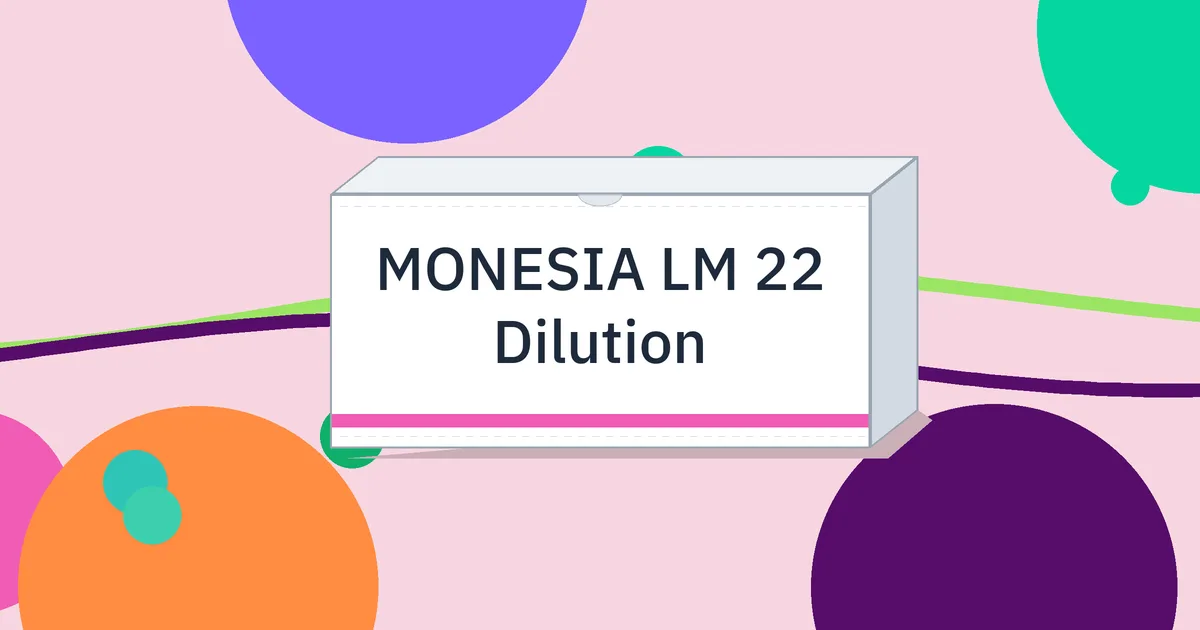Symbolbild: Packung mit der Aufschrift MONESIA LM 22 Dilution (PZN 13610875) – Verfügbarkeit und Bezug in Apotheken in Frankfurt am Main