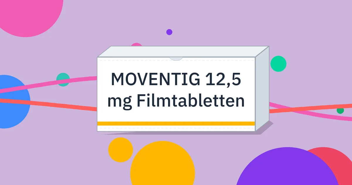 Symbolbild: Packung mit der Aufschrift MOVENTIG 12,5 mg Filmtabletten (PZN 10763437) – Verfügbarkeit und Bezug in Apotheken in Frankfurt am Main