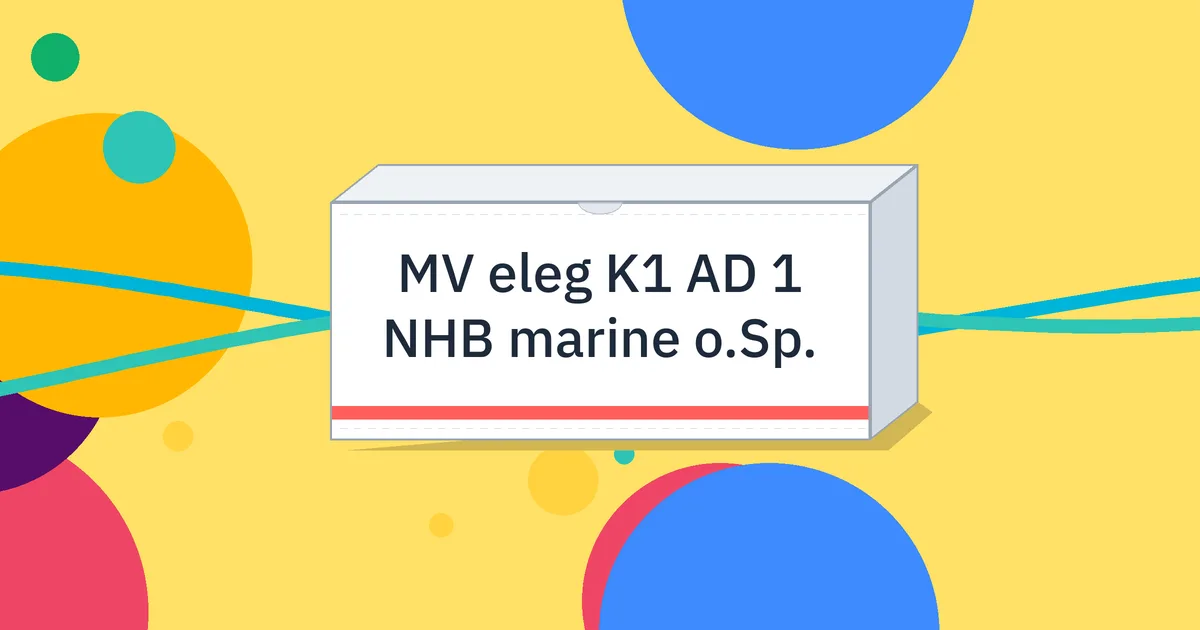 Symbolbild: Packung mit der Aufschrift MV eleg K1 AD 1 NHB marine o.Sp. (PZN 15675258) – Verfügbarkeit und Bezug in Apotheken in Frankfurt am Main