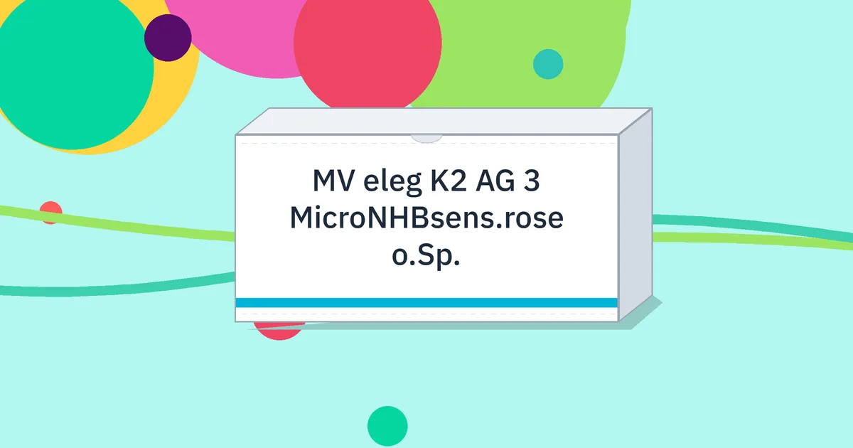 Symbolbild: Packung mit der Aufschrift MV eleg K2 AG 3 MicroNHBsens.rose o.Sp. (PZN 15723649) – Verfügbarkeit und Bezug in Apotheken in Frankfurt am Main