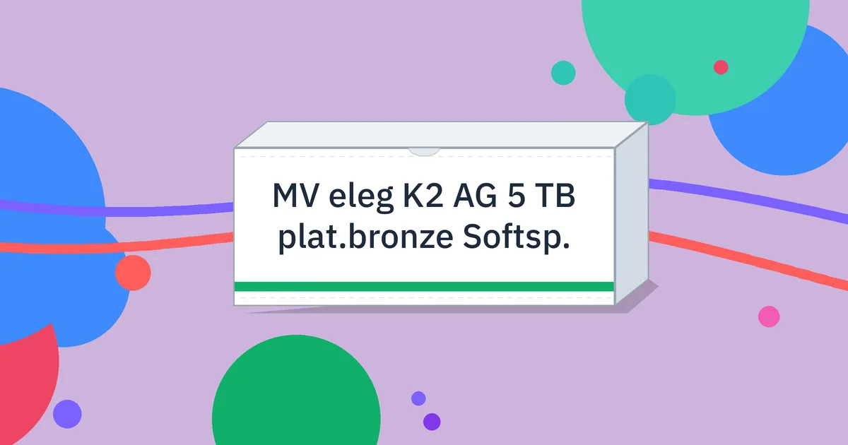 Symbolbild: Packung mit der Aufschrift MV eleg K2 AG 5 TB plat.bronze Softsp. (PZN 14718184) – Verfügbarkeit und Bezug in Apotheken in Frankfurt am Main