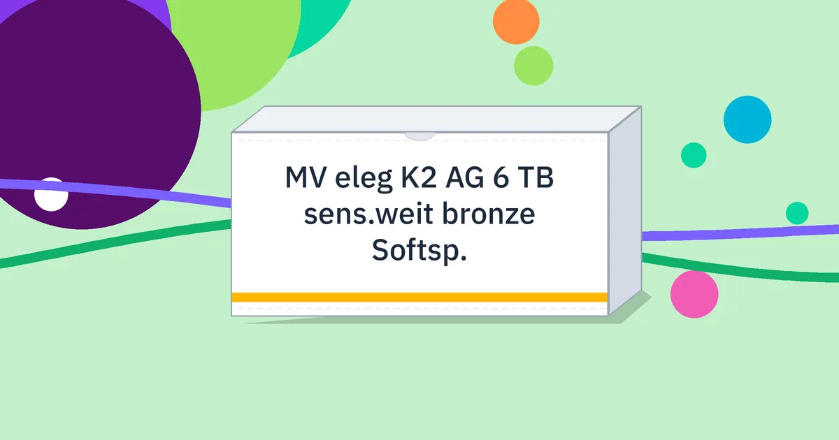 Symbolbild: Packung mit der Aufschrift MV eleg K2 AG 6 TB sens.weit bronze Softsp. (PZN 14719249) – Verfügbarkeit und Bezug in Apotheken in Frankfurt am Main