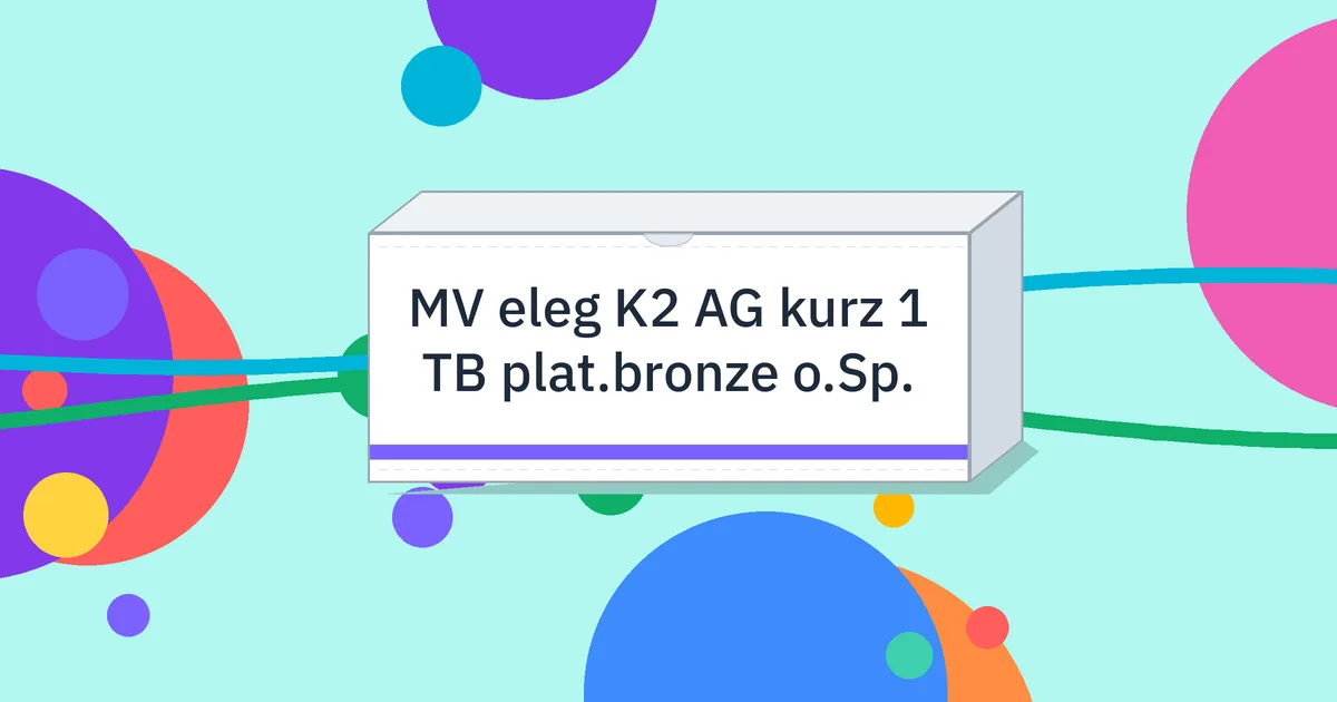 Symbolbild: Packung mit der Aufschrift MV eleg K2 AG kurz 1 TB plat.bronze o.Sp. (PZN 14715671) – Verfügbarkeit und Bezug in Apotheken in Frankfurt am Main