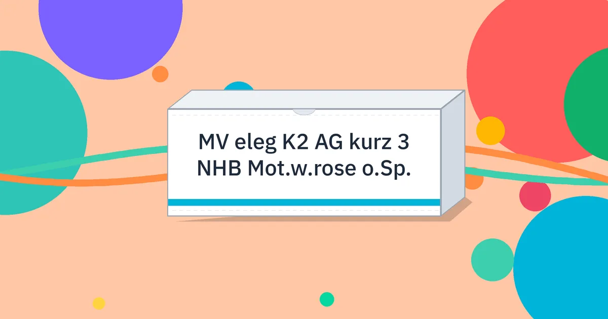 Symbolbild: Packung mit der Aufschrift MV eleg K2 AG kurz 3 NHB Mot.w.rose o.Sp. (PZN 15712396) – Verfügbarkeit und Bezug in Apotheken in Frankfurt am Main