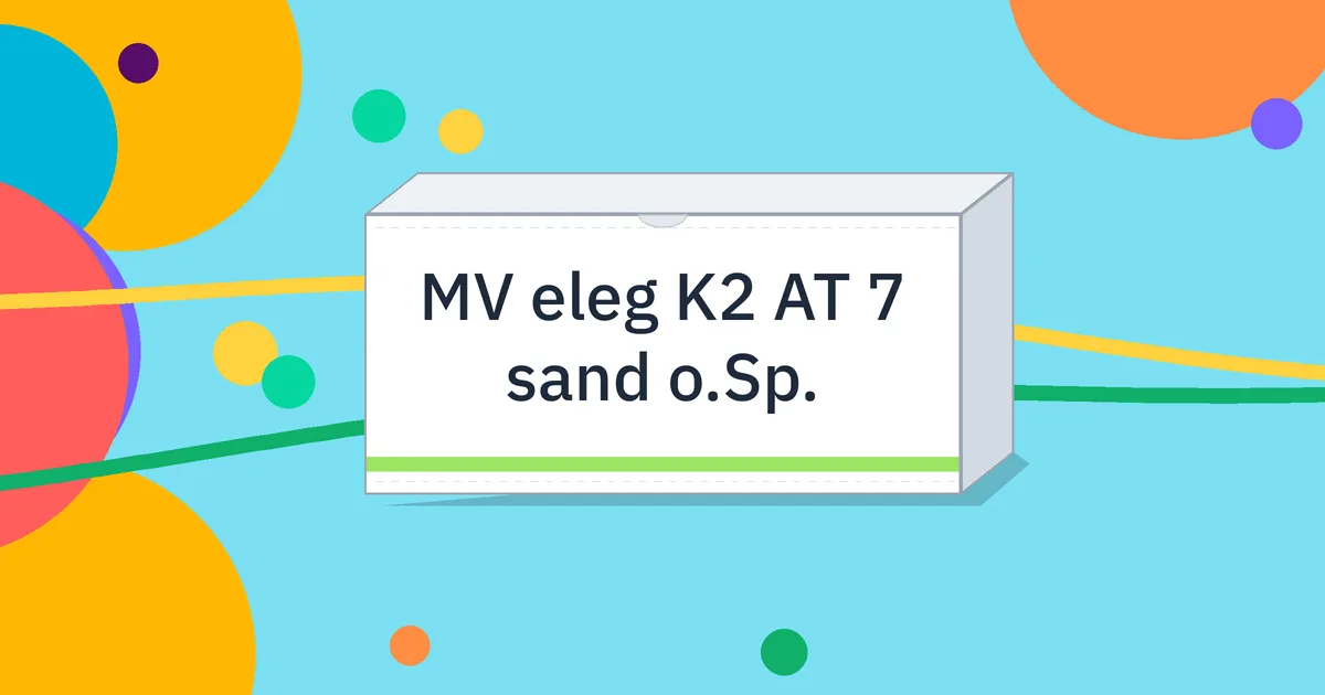 Symbolbild: Packung mit der Aufschrift MV eleg K2 AT 7 sand o.Sp. (PZN 18922823) – Verfügbarkeit und Bezug in Apotheken in Frankfurt am Main
