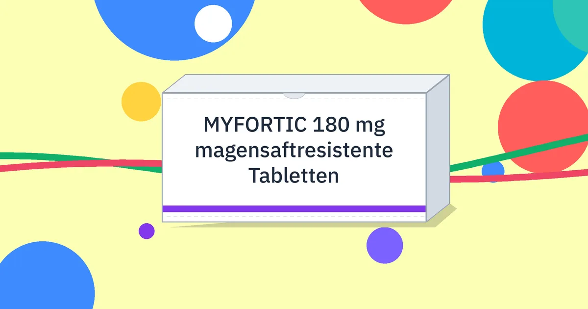 Symbolbild: Packung mit der Aufschrift MYFORTIC 180 mg magensaftresistente Tabletten (PZN 11645823) – Verfügbarkeit und Bezug in Apotheken in Frankfurt am Main