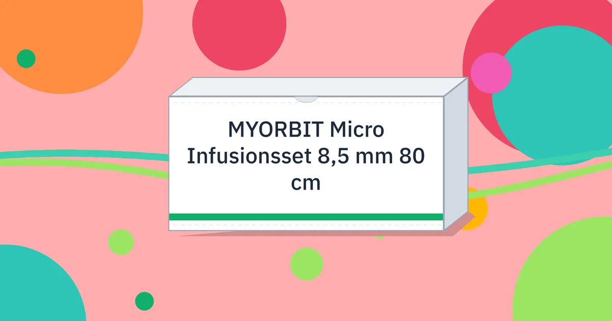 Symbolbild: Packung mit der Aufschrift MYORBIT Micro Infusionsset 8,5 mm 80 cm (PZN 20294831) – Verfügbarkeit und Bezug in Apotheken in Frankfurt am Main