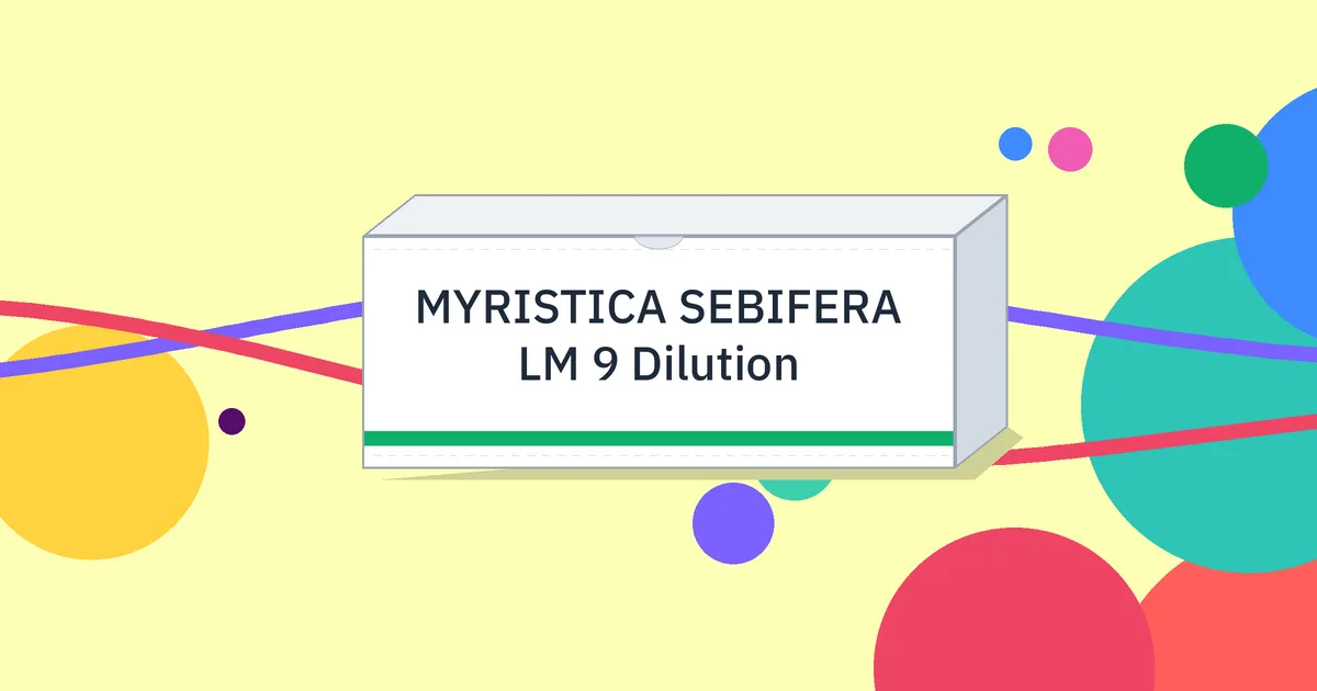 Symbolbild: Packung mit der Aufschrift MYRISTICA SEBIFERA LM 9 Dilution (PZN 13612549) – Verfügbarkeit und Bezug in Apotheken in Frankfurt am Main