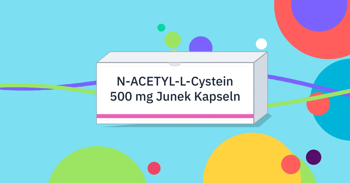 Symbolbild: Packung mit der Aufschrift N-ACETYL-L-Cystein 500 mg Junek Kapseln (PZN 06556974) – Verfügbarkeit und Bezug in Apotheken in Frankfurt am Main