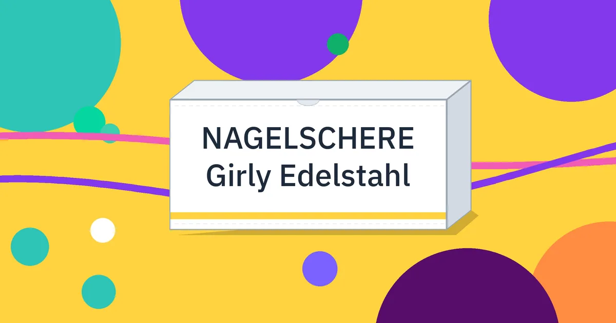Symbolbild: Packung mit der Aufschrift NAGELSCHERE Girly Edelstahl (PZN 02453875) – Verfügbarkeit und Bezug in Apotheken in Frankfurt am Main