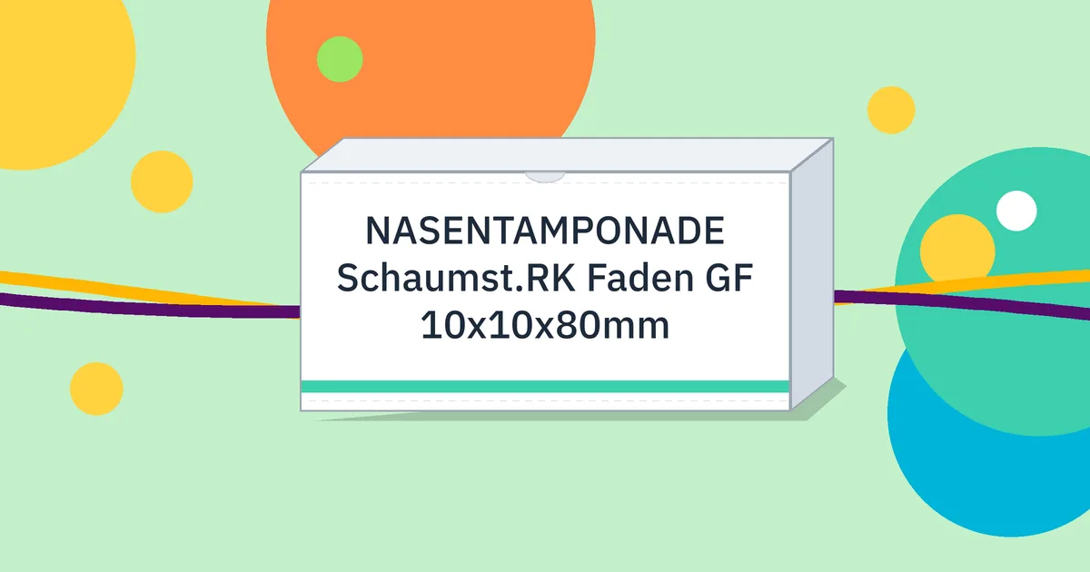Symbolbild: Packung mit der Aufschrift NASENTAMPONADE Schaumst.RK Faden GF 10x10x80mm (PZN 16145404) – Verfügbarkeit und Bezug in Apotheken in Frankfurt am Main
