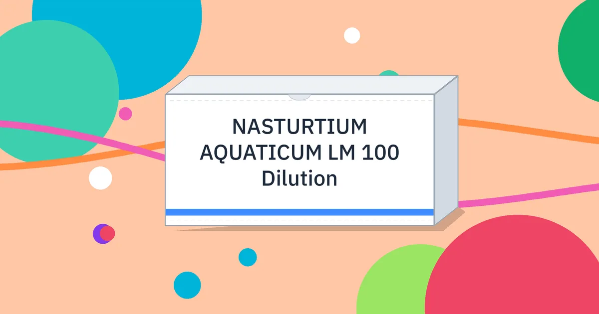 Symbolbild: Packung mit der Aufschrift NASTURTIUM AQUATICUM LM 100 Dilution (PZN 13616599) – Verfügbarkeit und Bezug in Apotheken in Frankfurt am Main