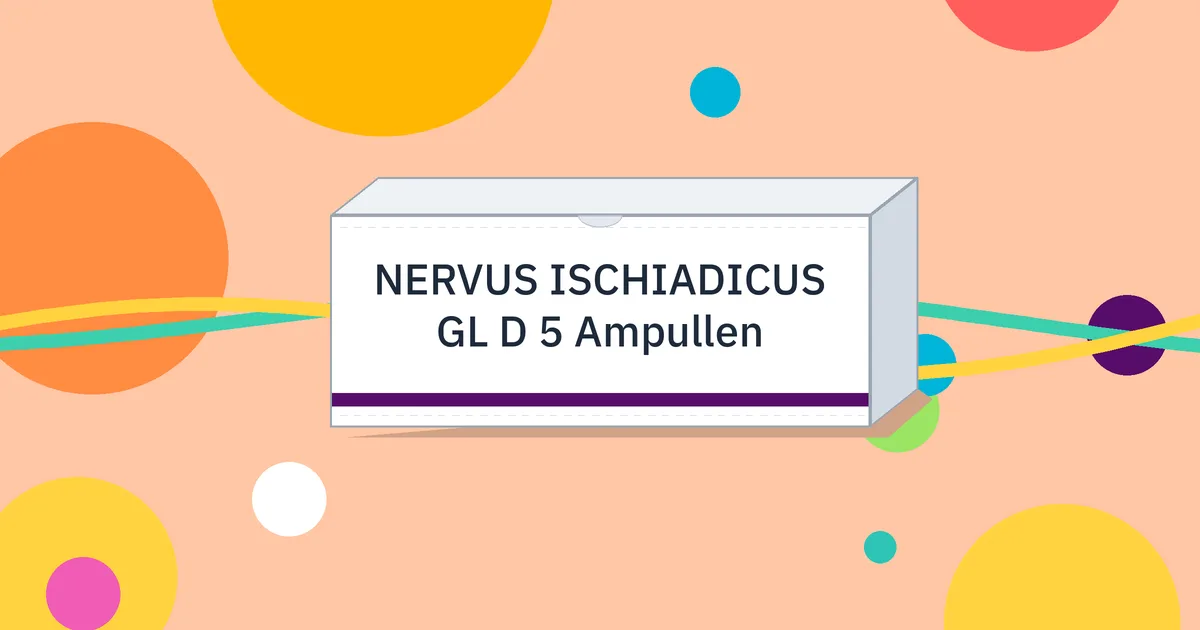 Symbolbild: Packung mit der Aufschrift NERVUS ISCHIADICUS GL D 5 Ampullen (PZN 03355169) – Verfügbarkeit und Bezug in Apotheken in Frankfurt am Main